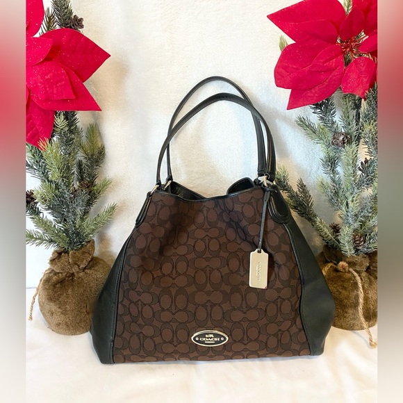 Coach | Bags | Coach Edie Euc Signature Triple Compartment Shoulder Bag ...